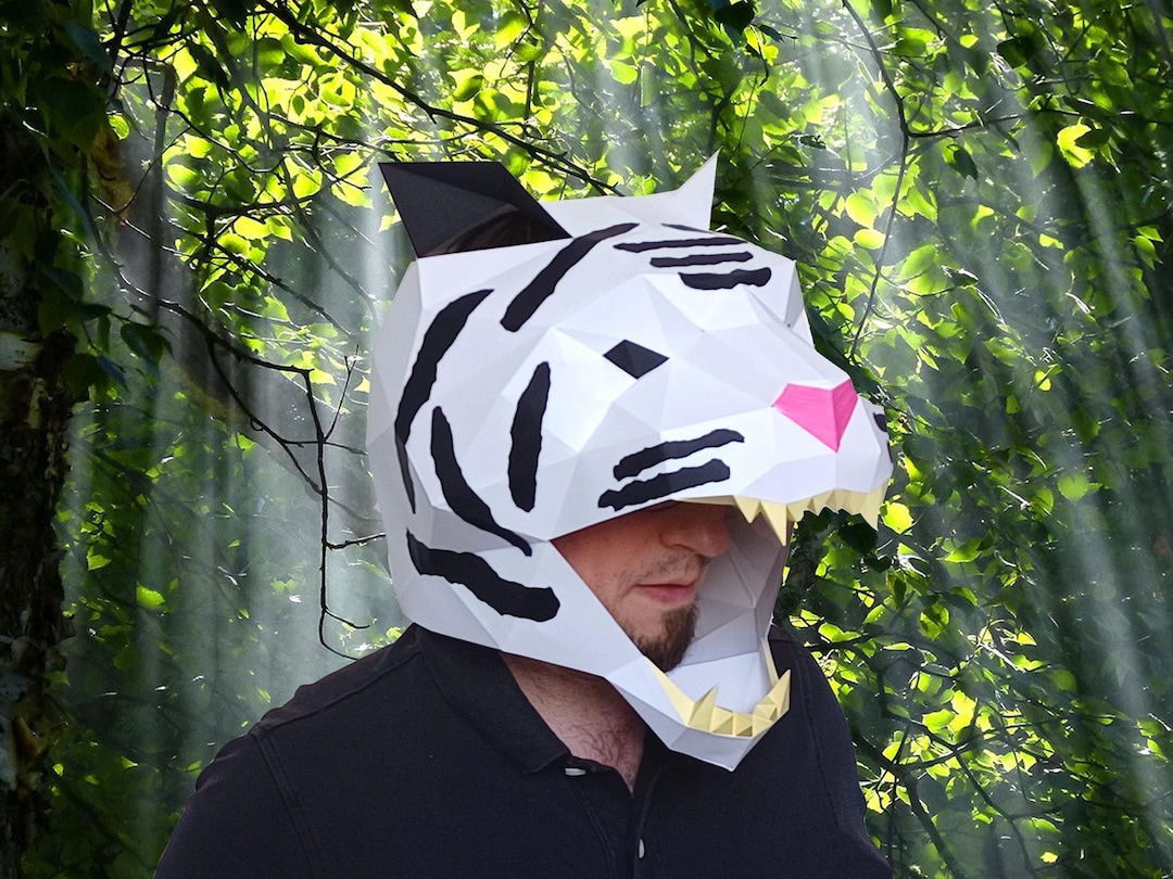 Roaring Tiger Mask Pattern - Open Face for Great Visibility! Paper Mask ...