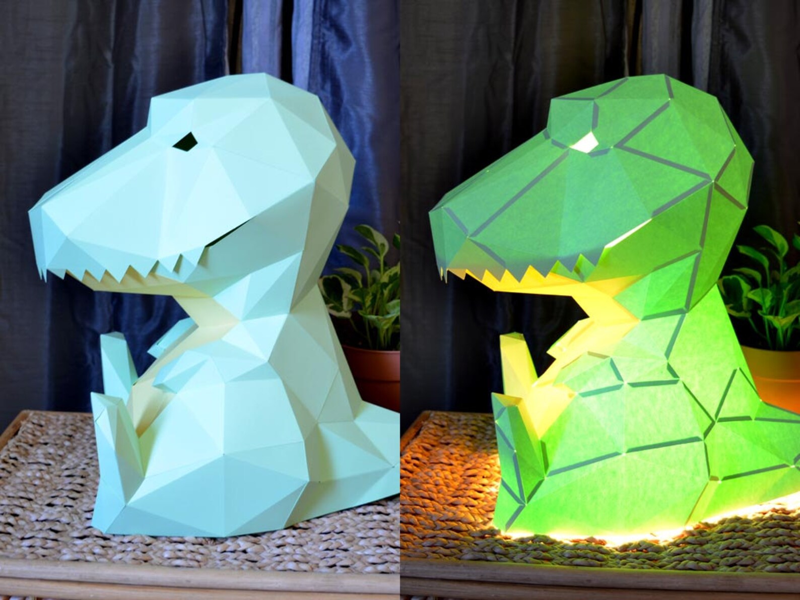 T-rex Lamp Papercraft Pattern DIY Project Table Lamp - Etsy