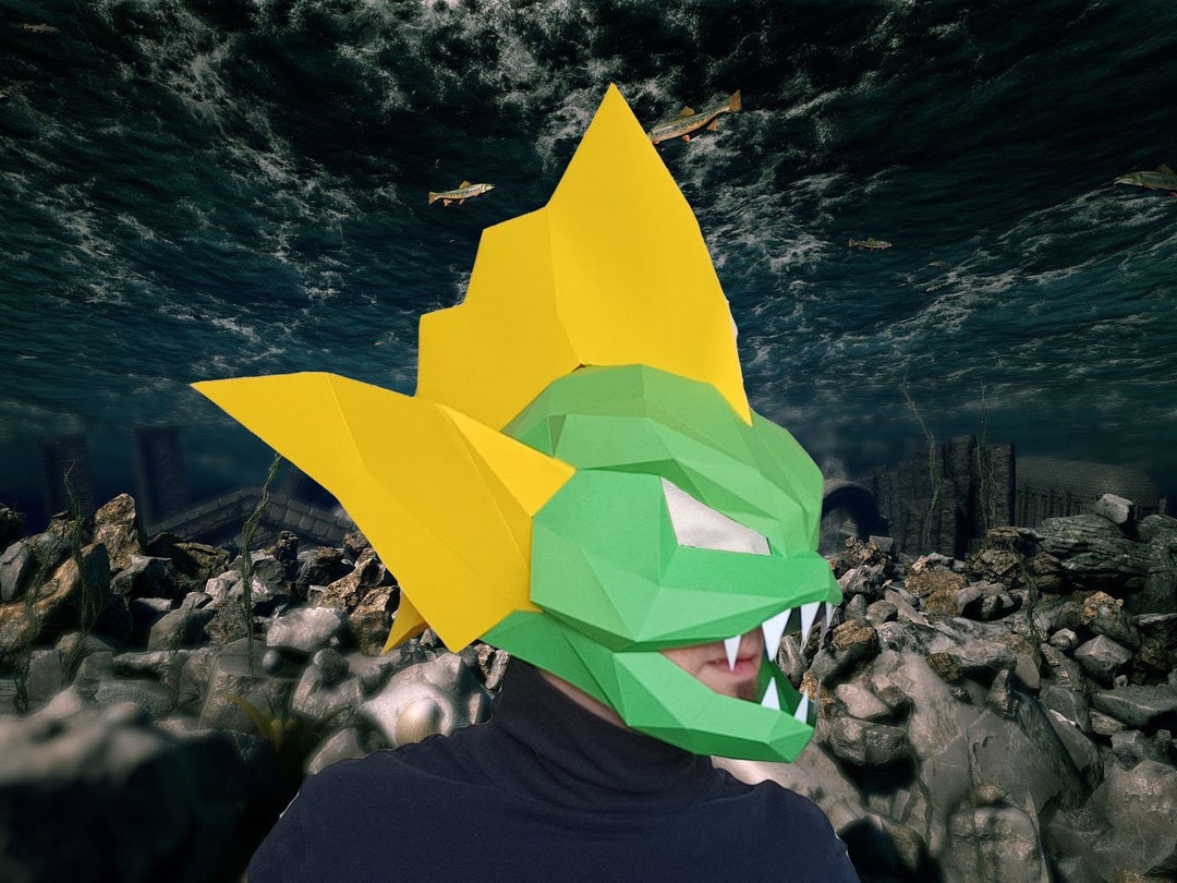 Fish Monster Mask Papercraft Pattern : DIY Mask Paper Craft Mask ...