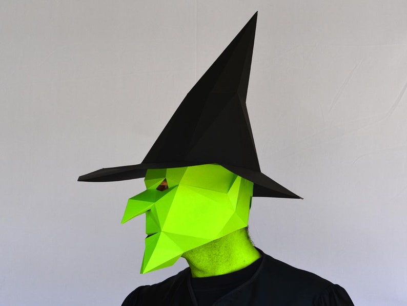Witch Mask Low Poly Mask Pattern Uses Just Paper and Glue - Etsy