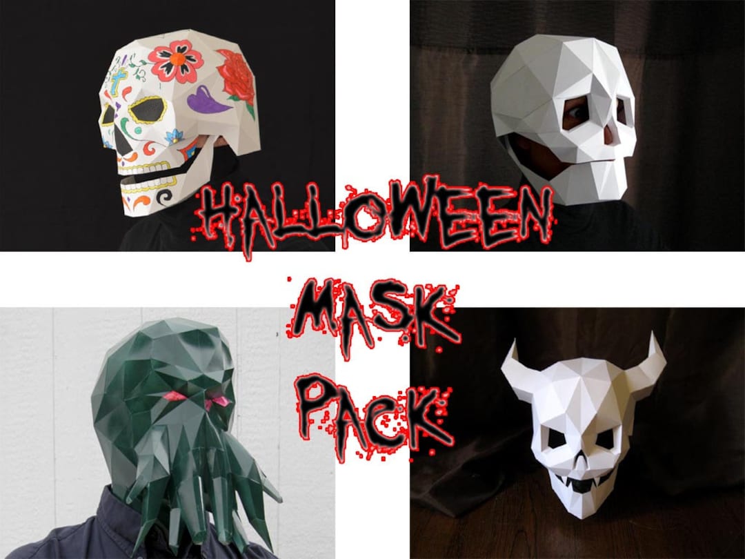 Halloween Mask Patterns - Four in One! Make Your Own Devil Skull ...