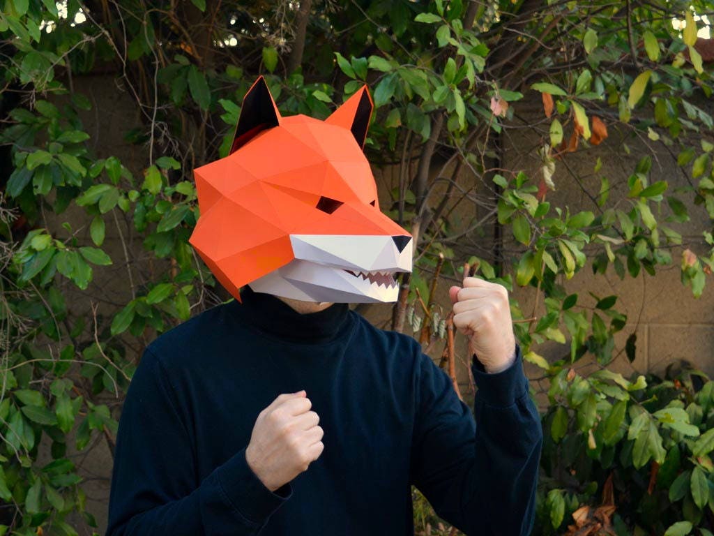 Fox Mask With Moving Jaw! - Paper Halloween Mask | Animal Mask | DIY ...