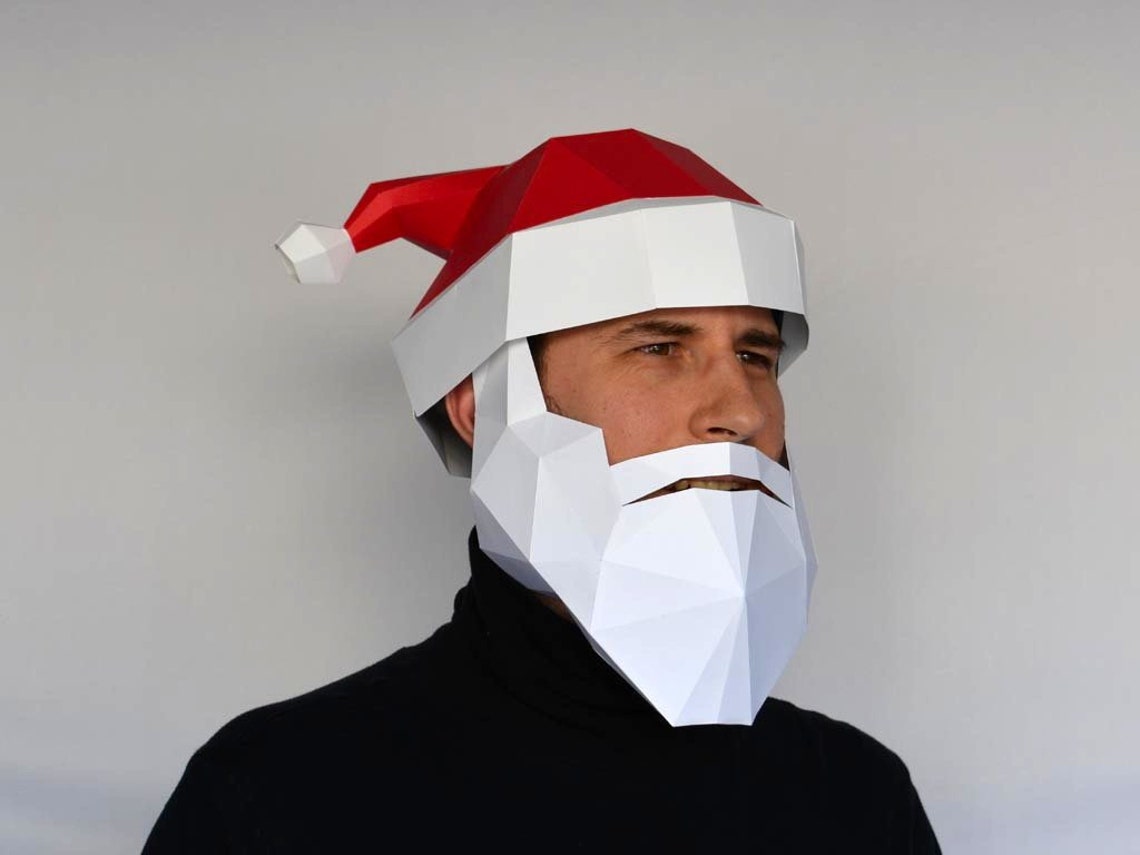 A Santa Suit in Paper! Santa Hat and Beard PDF Pattern | Santa Mask ...