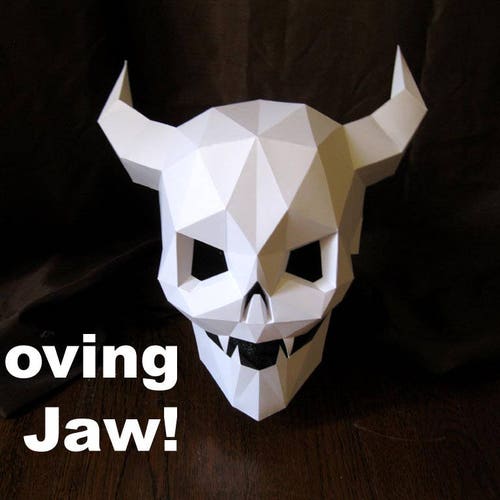 Devil Skull Mask With Moving Mouth for Halloween DIY Pattern - Etsy