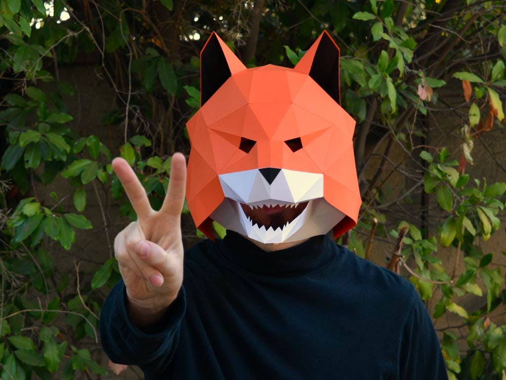 Fox Mask With Moving Jaw! - Paper Halloween Mask | Animal Mask | DIY ...