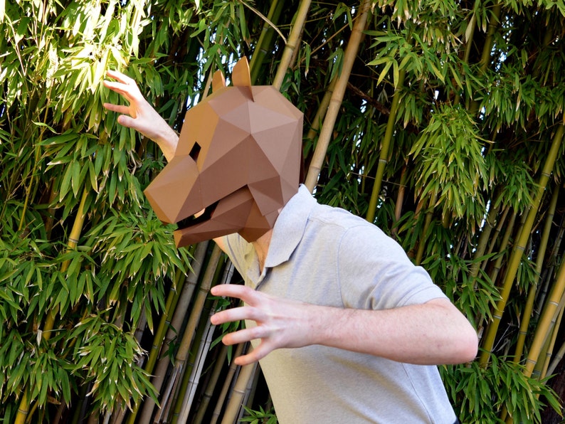 Moving Jaw Bear Mask: Printable Papercraft Halloween Costume (PDF ...