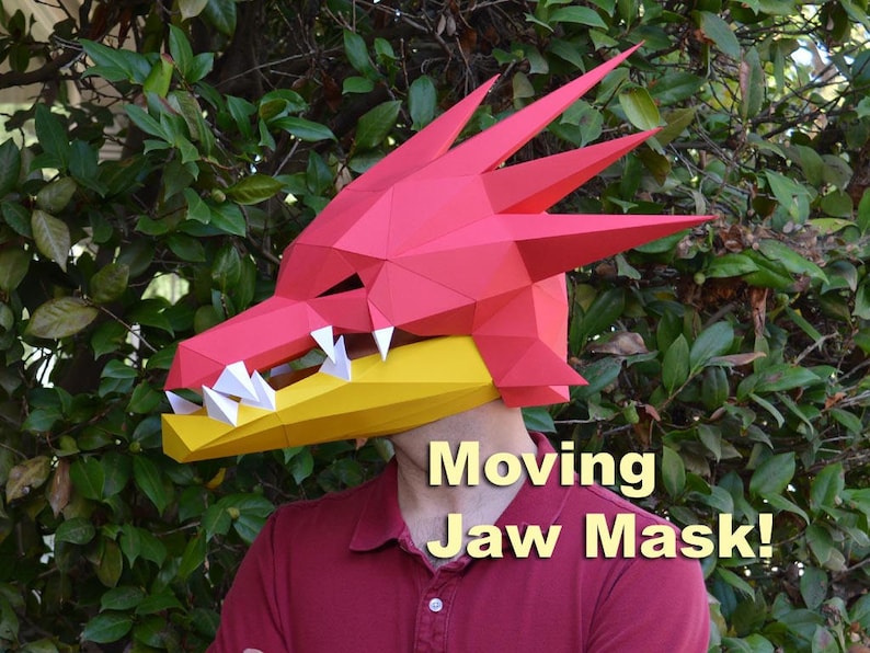 Dragon Mask With Moving Jaw Pattern: Papercraft Costume (PDF Download ...