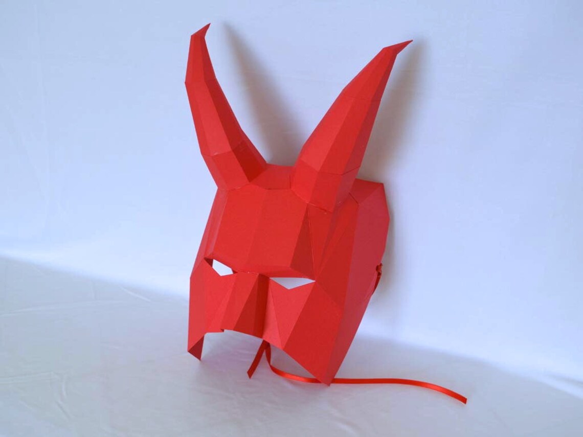 DIY Demon Horns Mask - Halloween Devil Mask Paper Template (PDF Pattern ...