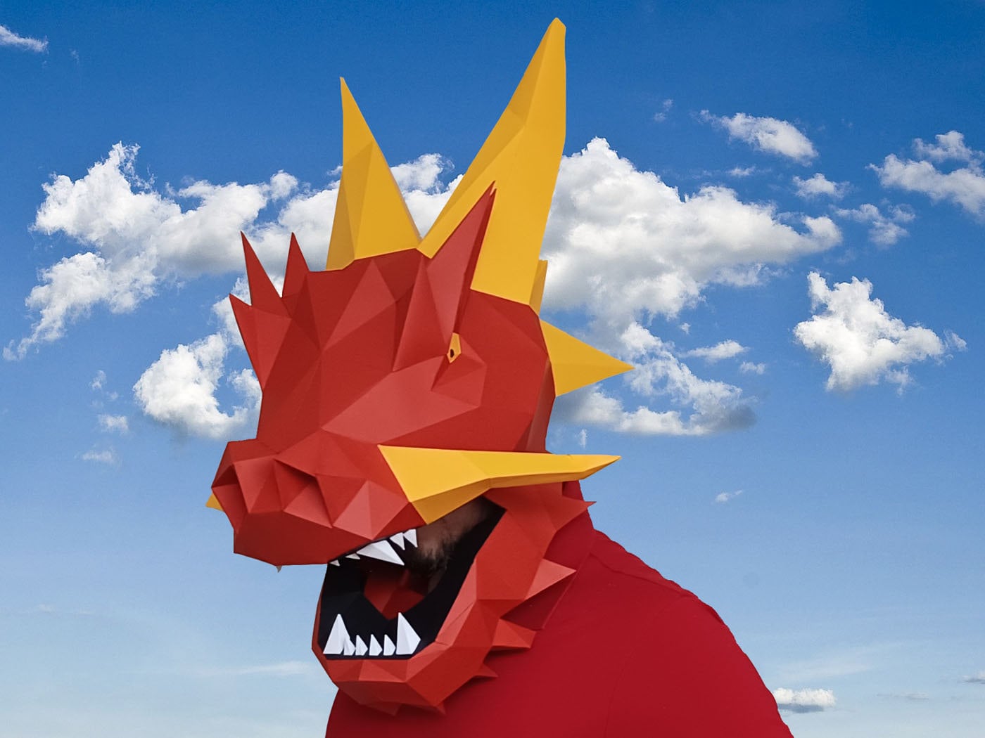 Chinese Dragon Mask Papercraft Template: Halloween, New Year (PDF ...