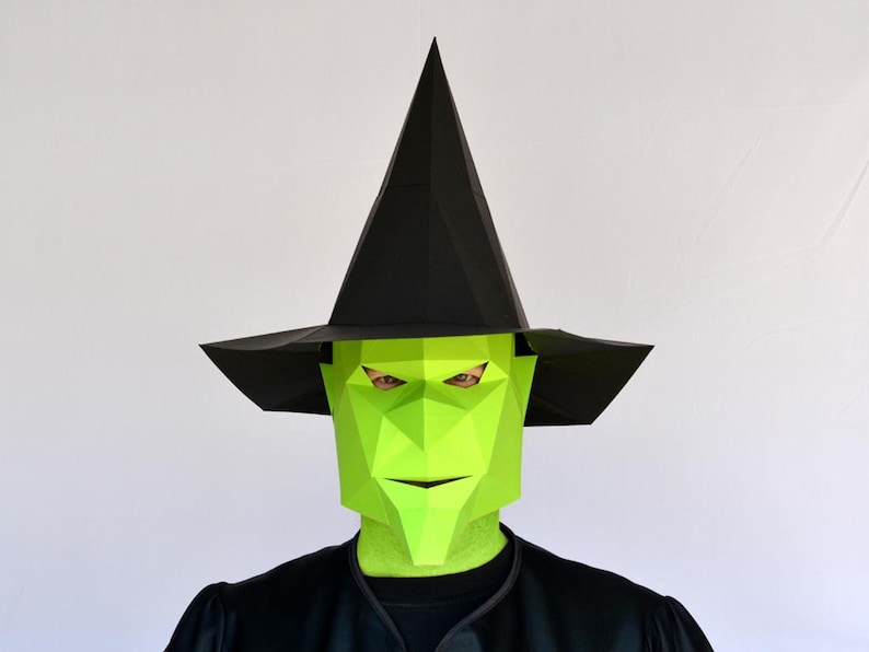 Witch Mask Low Poly Mask Pattern Uses Just Paper and Glue - Etsy