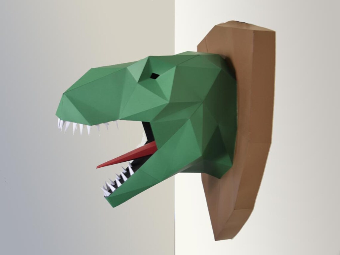 T-rex Wall Trophy Papercraft Pattern T-rex Plaque Dinosaur - Etsy Australia