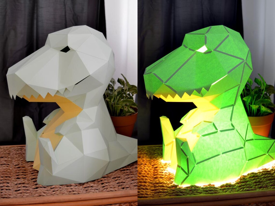 T-rex Lamp Papercraft Pattern | DIY Project | Table Lamp | Paper ...