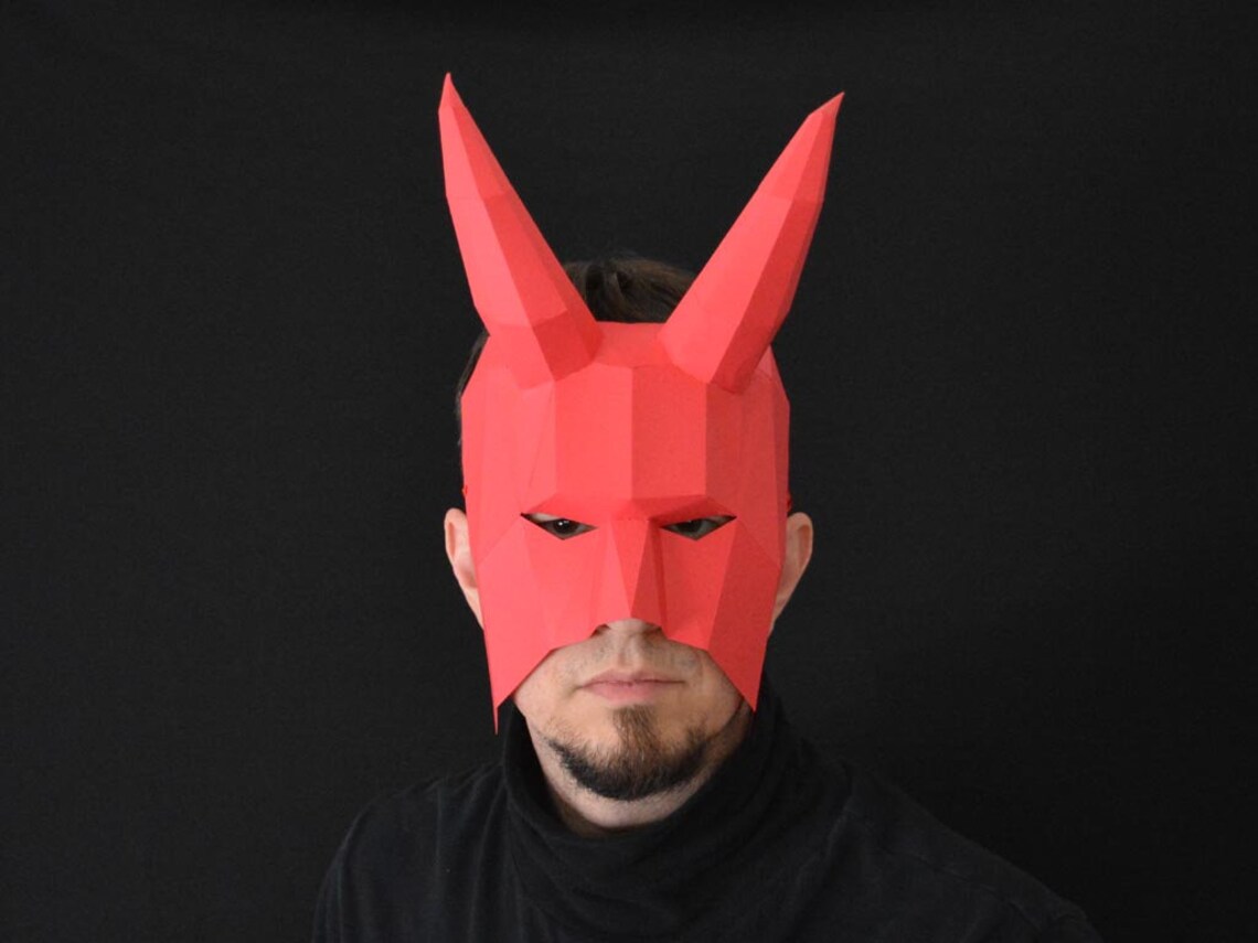 Demon Horns Face Mask for Halloween DIY Pattern Builds in 30 - Etsy