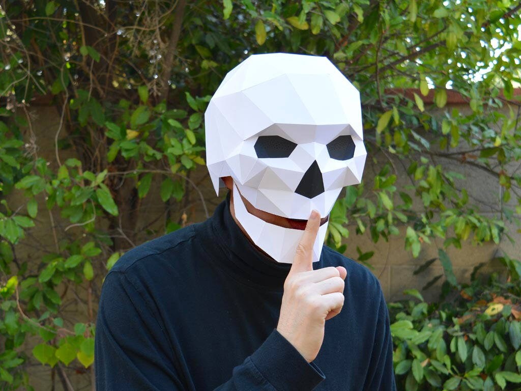 Skull Mask With Moving Mouth Pattern Two Styles Halloween - Etsy Australia