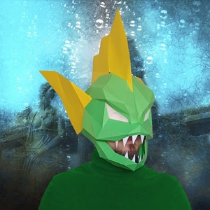 Fish Monster Mask Papercraft Pattern : DIY Mask Paper Craft Mask ...