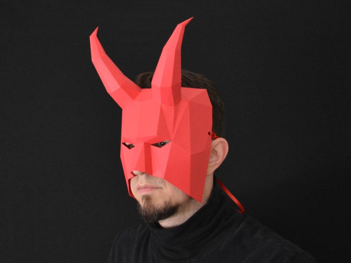 DIY Demon Horns Mask - Halloween Devil Mask Paper Template (PDF Pattern ...