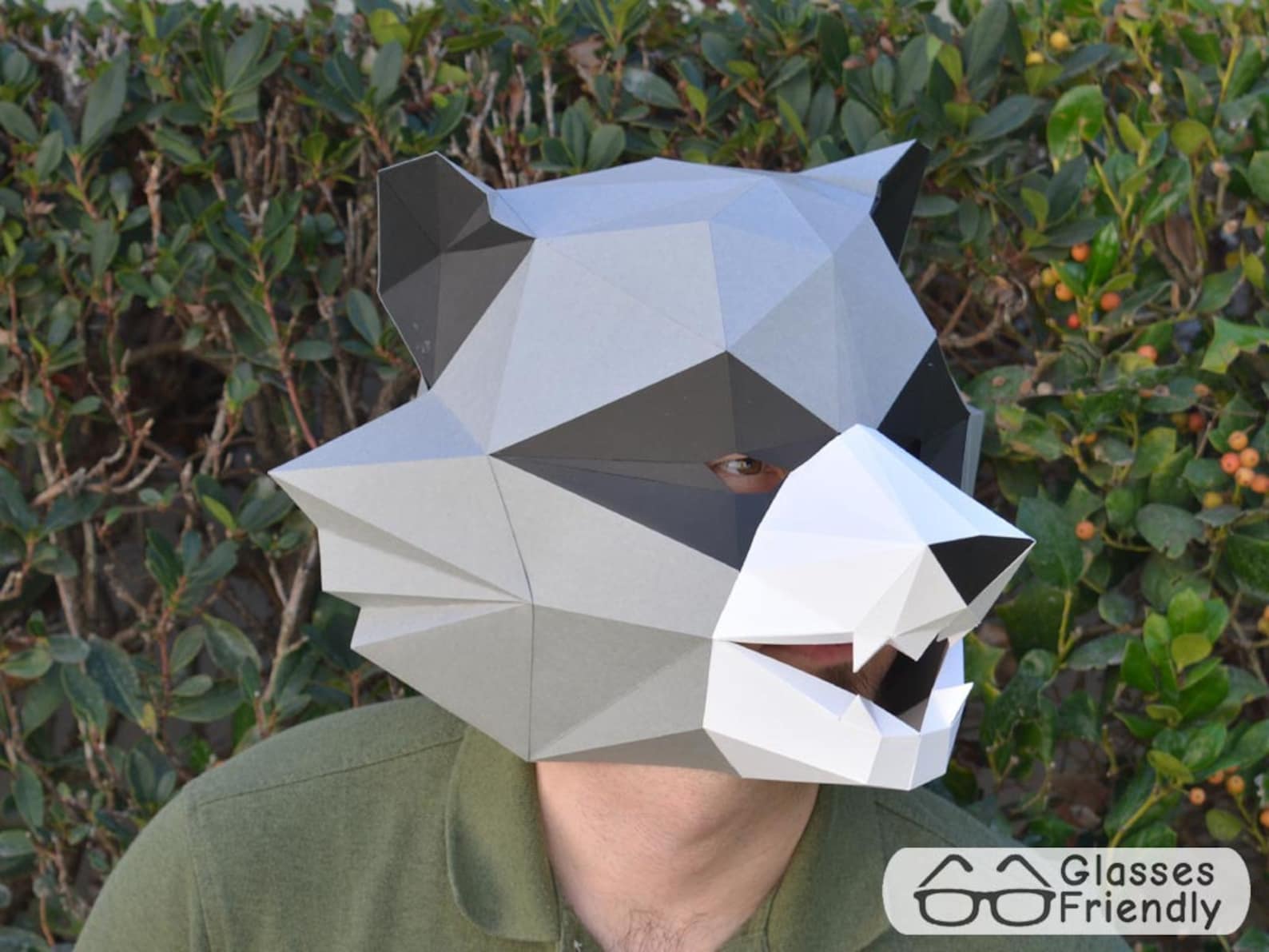 Animal Mask: Make Your Own 3D Low Poly Raccoon Mask With This | Etsy