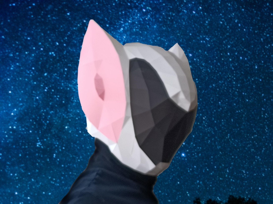 Cyberpunk Mask: Galactic Ninja Mk-c Low Poly Cat Space Helmet Mask ...