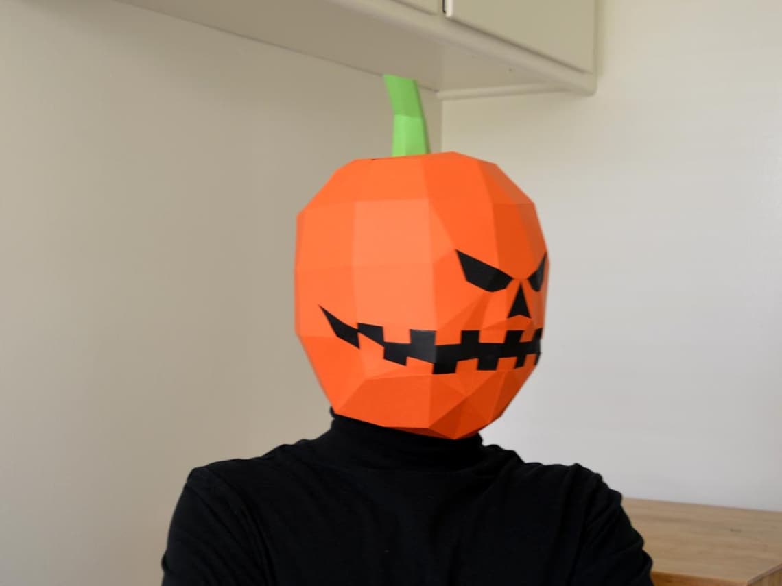 Jack-o-lantern Mask - Paper Pattern Instant Download | Halloween Mask ...