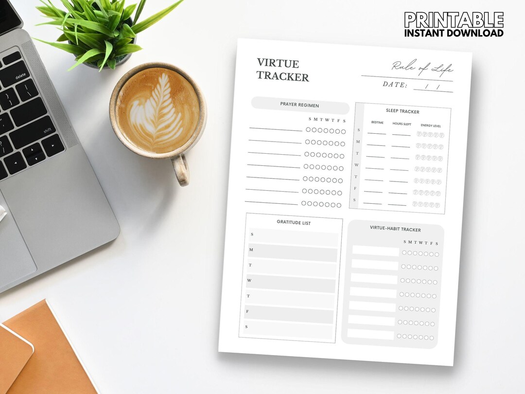 Catholic Virtue Habit Tracker PRINTABLE, Rule of Life Weekly Planner ...