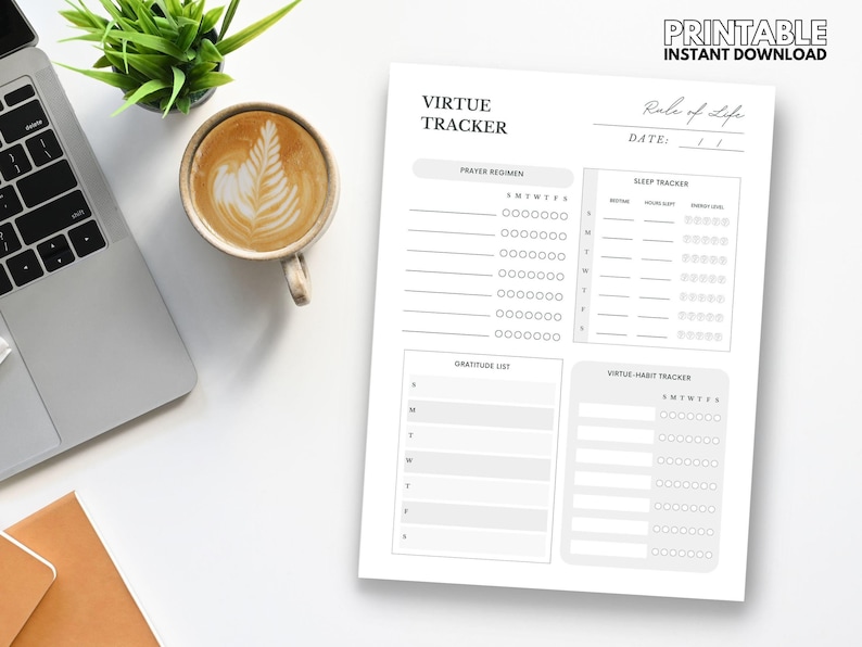 Catholic Virtue Habit Tracker PRINTABLE, Rule of Life Weekly Planner ...