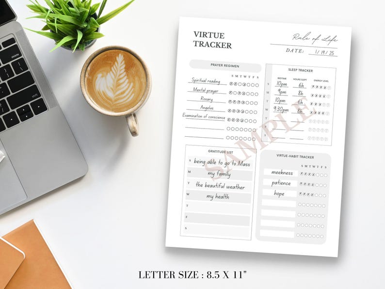 Catholic Virtue Habit Tracker PRINTABLE, Rule of Life Weekly Planner ...