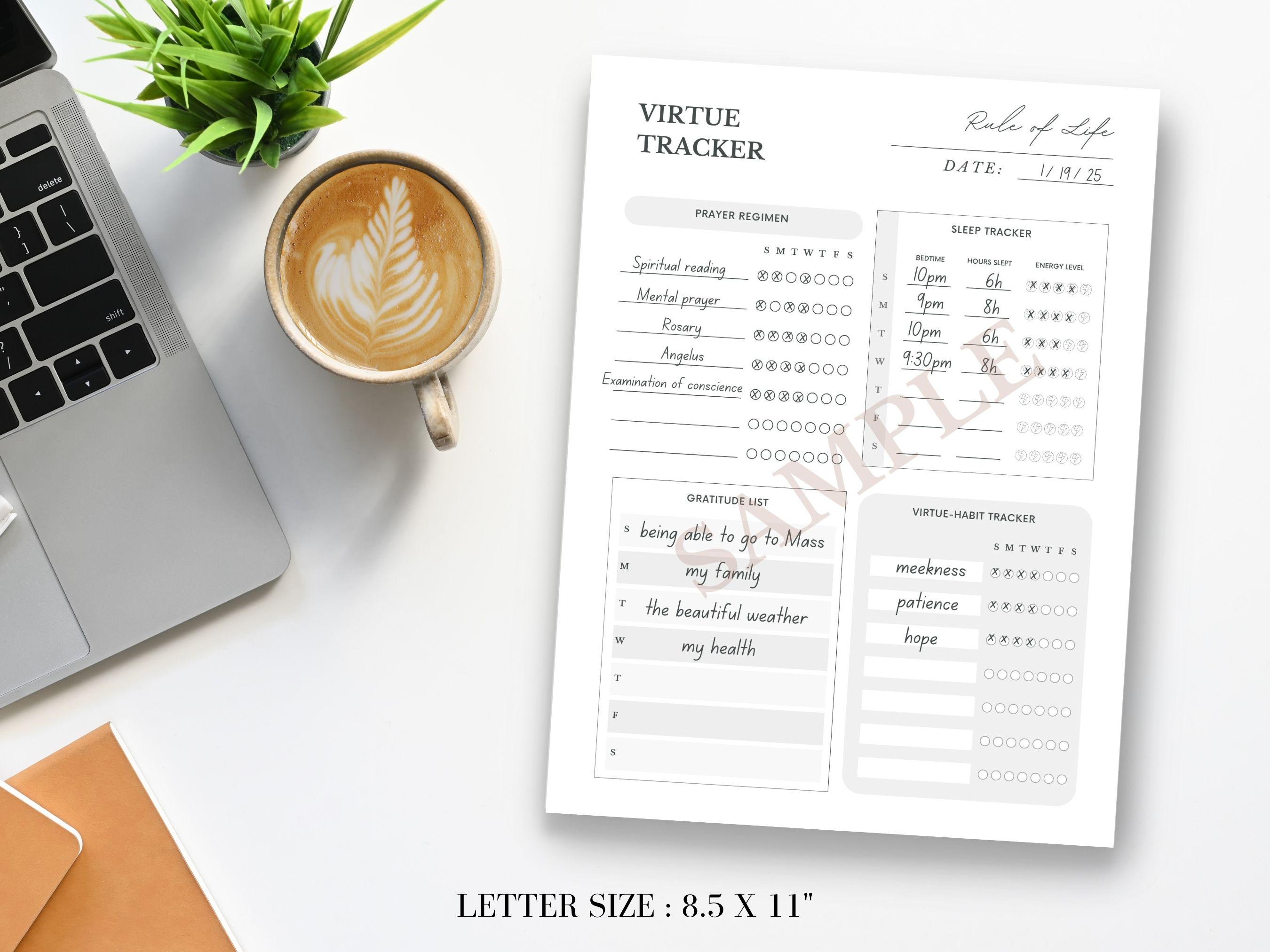 Catholic Virtue Habit Tracker PRINTABLE, Rule of Life Weekly Planner ...