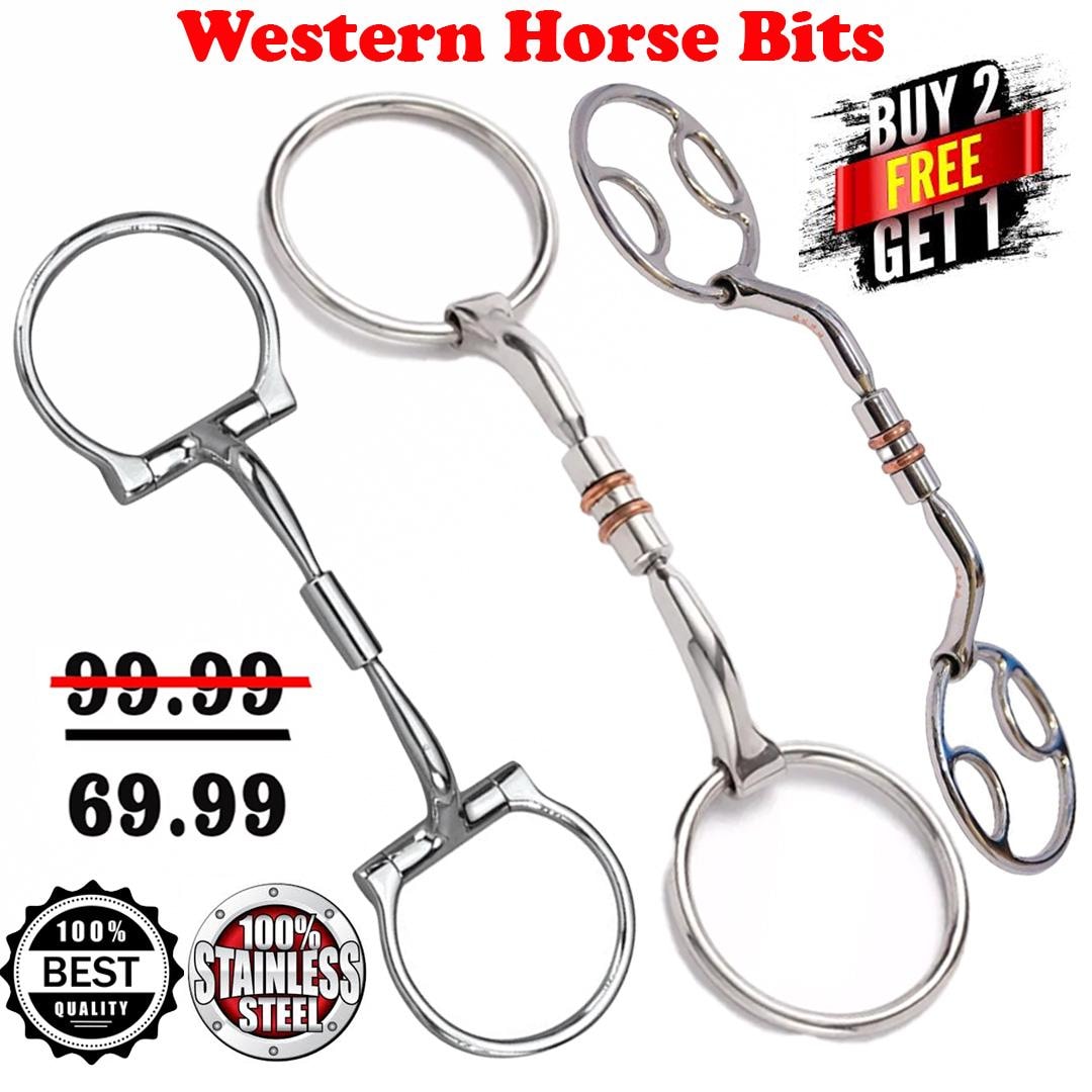 Comfort Barrel Roller Western D-ring Bit & Stainless Steel Snaffle ...