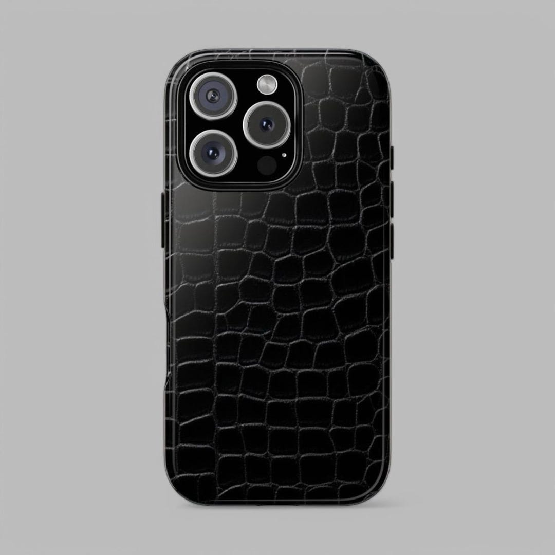 Black Alligator Skin Phone Case | Masculine Crocodile Skin Phone Cover ...