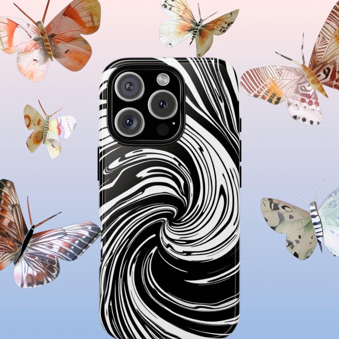 Black and White Psychedelic Pattern Phone Case | Unique Minimal Phone ...