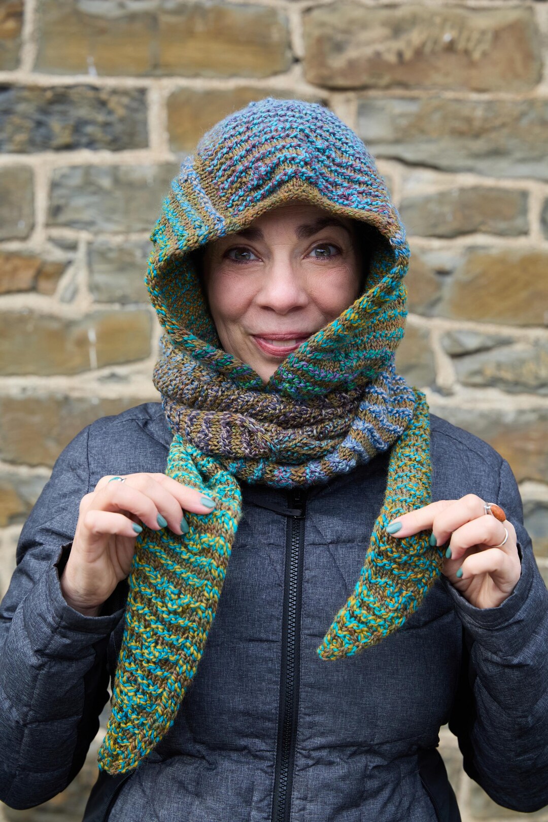 Into the Hoods Hooded Scarf Scoodie Knitting Pattern - Etsy