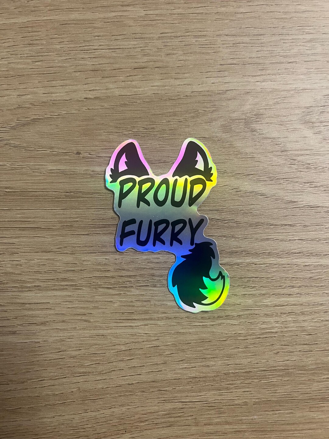 Proud Furry Holographic Sticker, Furry, Fursona, Wolf Fursona, 7cm - Etsy