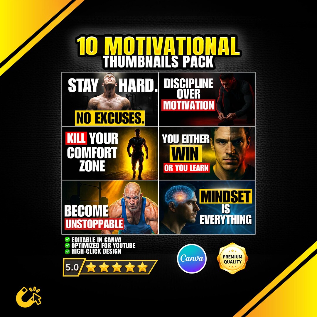 Motivation Youtube Thumbnail Templates | Discipline & Success Theme ...