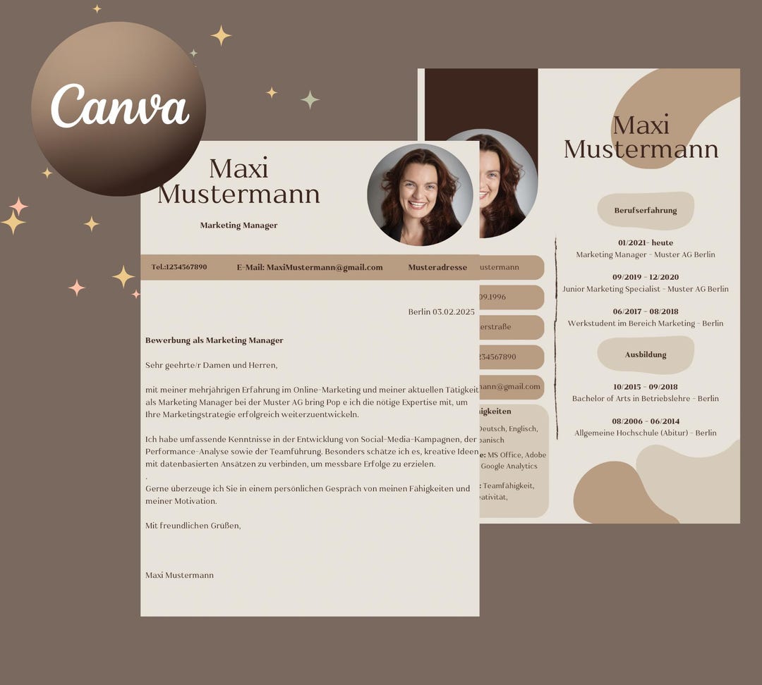 Canva Template, Application + Resume - Etsy