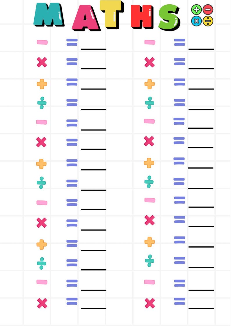 Printable Practice Maths Sheets | All Ages for Revision | Download ...