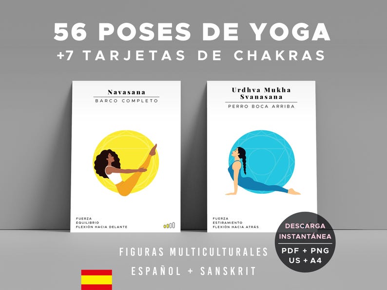 Printable Yoga Pose Flashcards - Chakras Edition - Spanish & Sanskrit ...