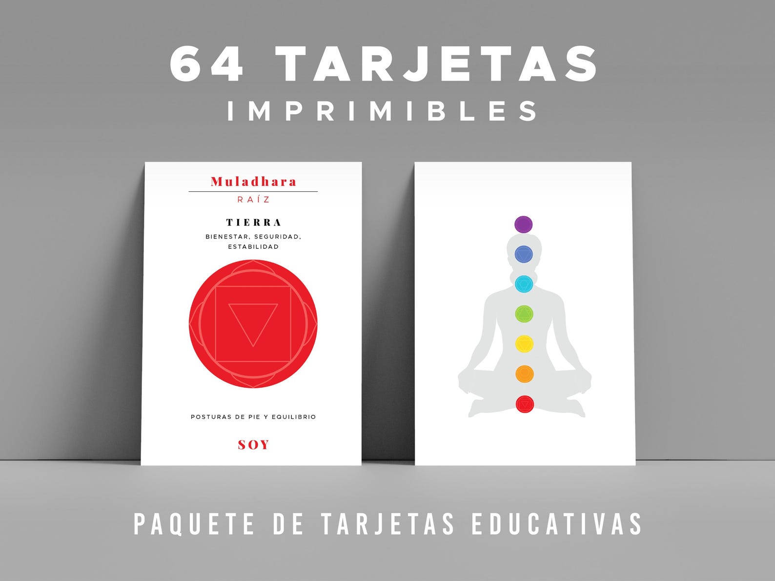 Printable Yoga Pose Flashcards - Chakras Edition - Spanish & Sanskrit ...