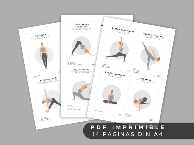 Yoga Pose Flashcards - Printable PDF File A4 With Cutting Lines - Card ...