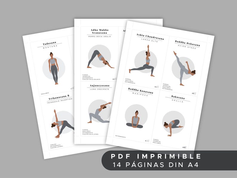Yoga Pose Flashcards - Printable PDF File A4 With Cutting Lines - Card ...