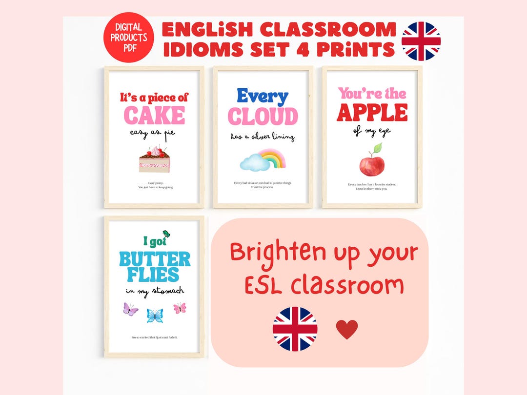 English Idioms Classroom Posters Set ESL Wall Decor for Kids and Teens ...