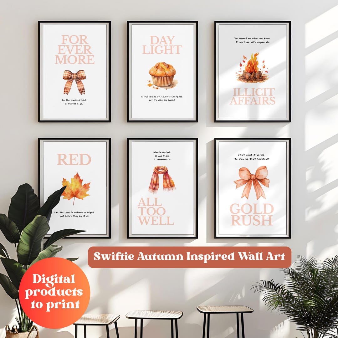 Evermore Taylor Inspired Printable Set 6 Poster | Cute Wall Art Decor ...