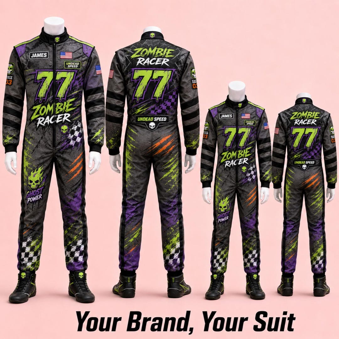 Zombie Racer Costume, Custom Kids Formula Racing Suit, Halloween ...