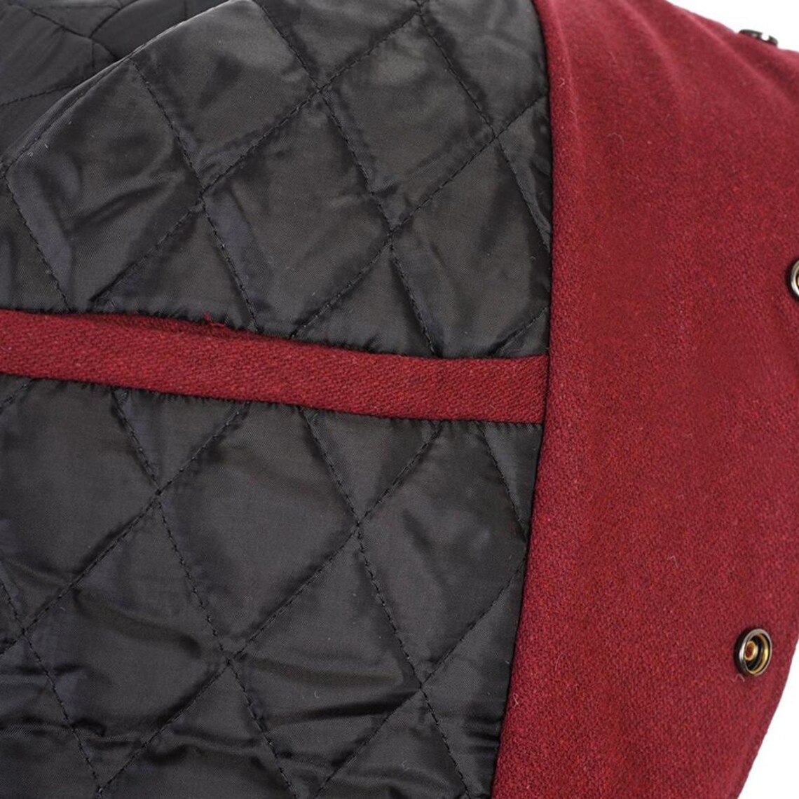 Maroon and White Wool Varsity Jacket: Leather Sleeve Letterman Bomber ...
