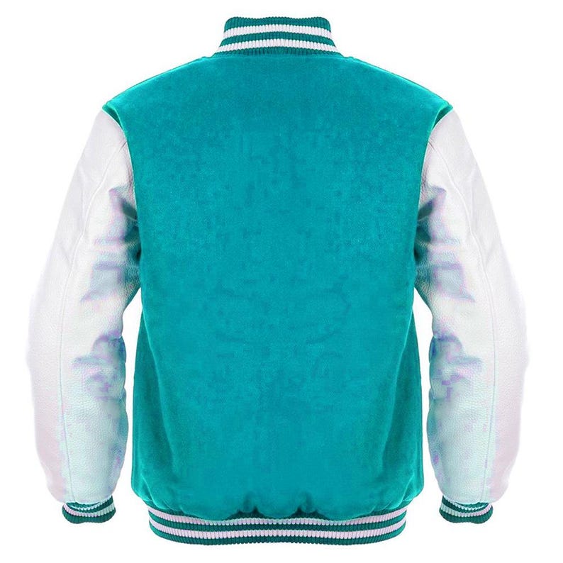 Turquoise and White Varsity Jacket Classic Letterman Bomber Premium ...