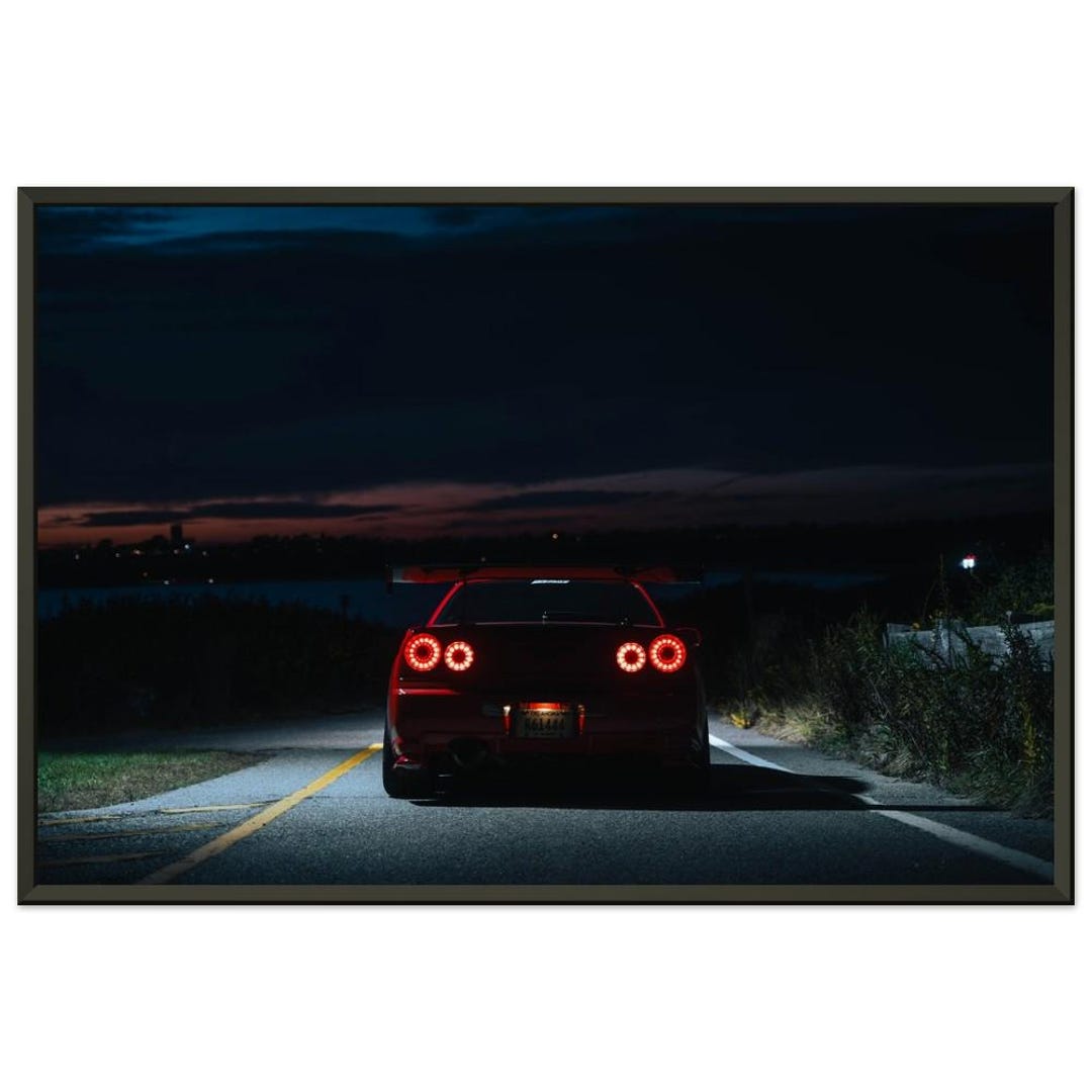 Active Red Nissan R34 GT-R Late Night Framed Poster - Etsy
