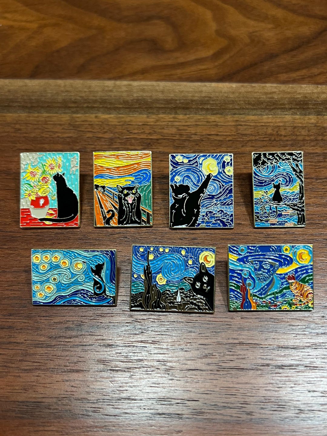 Artistic Van Gogh Cat Enamel Pins - Etsy