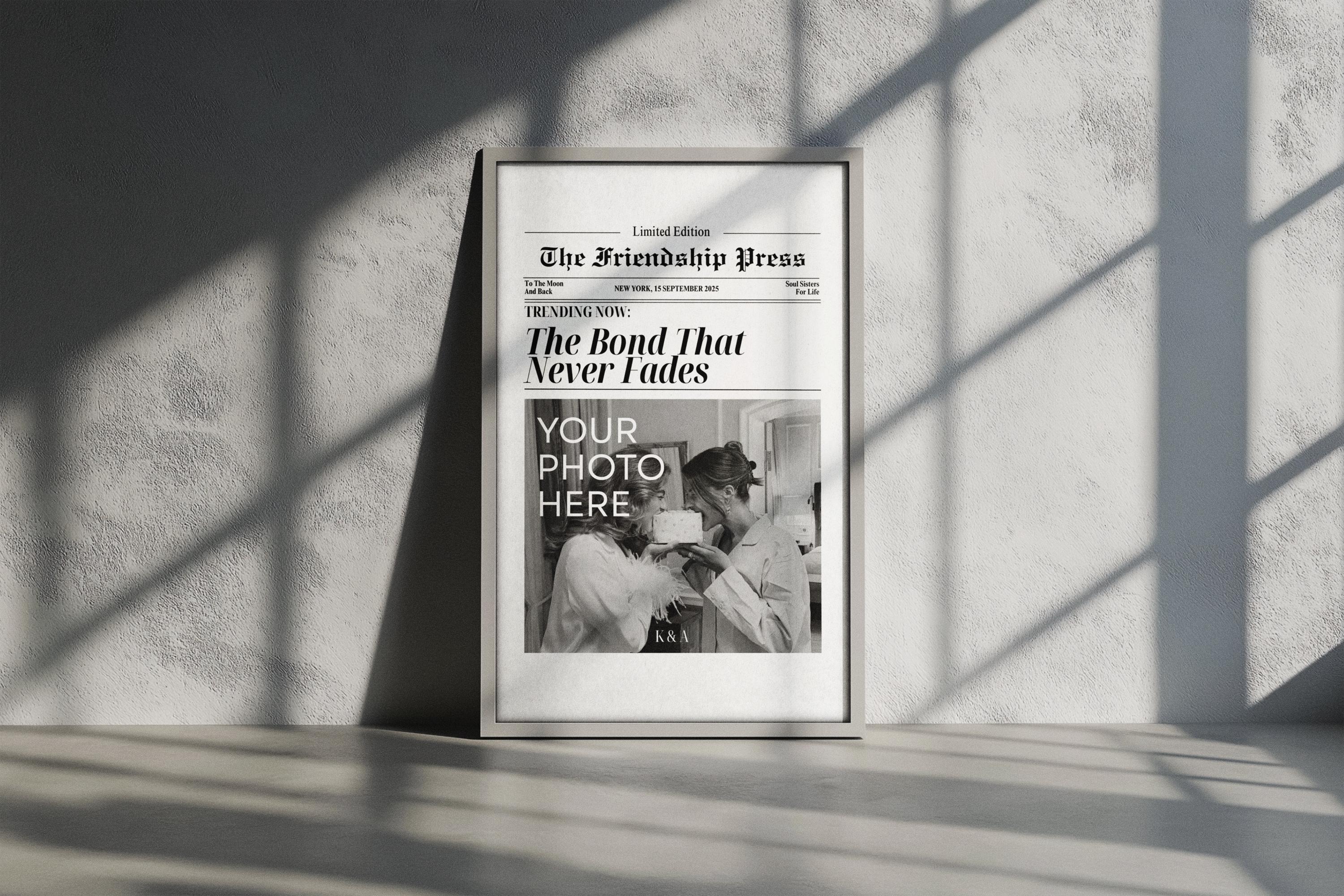 Personalized Friendship Newspaper Photo Print – Custom Friendship Gift ...