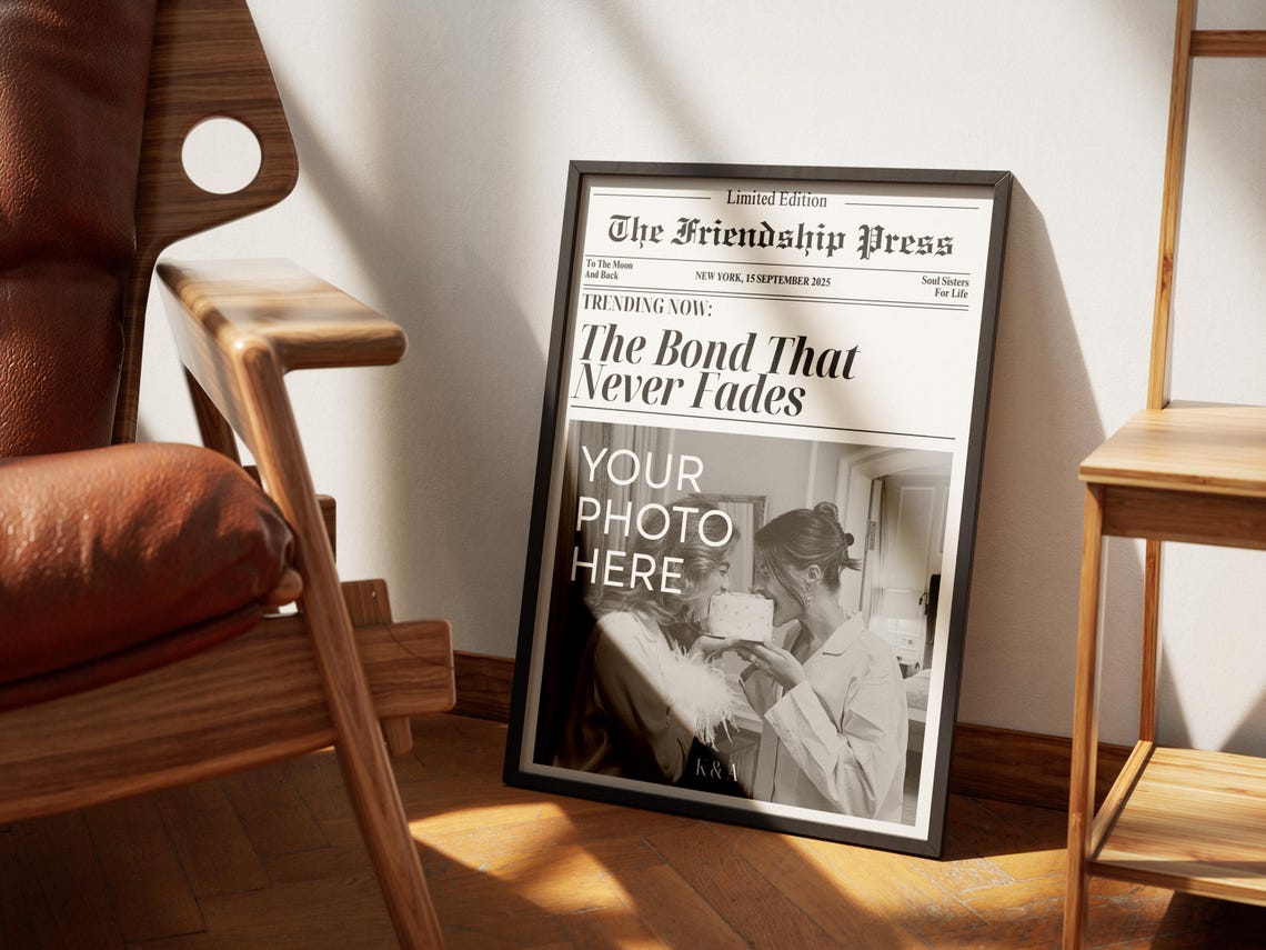 Personalized Friendship Newspaper Photo Print – Custom Friendship Gift ...