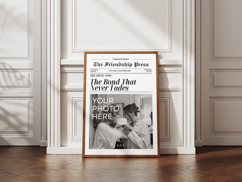 Personalized Friendship Newspaper Photo Print – Custom Friendship Gift ...