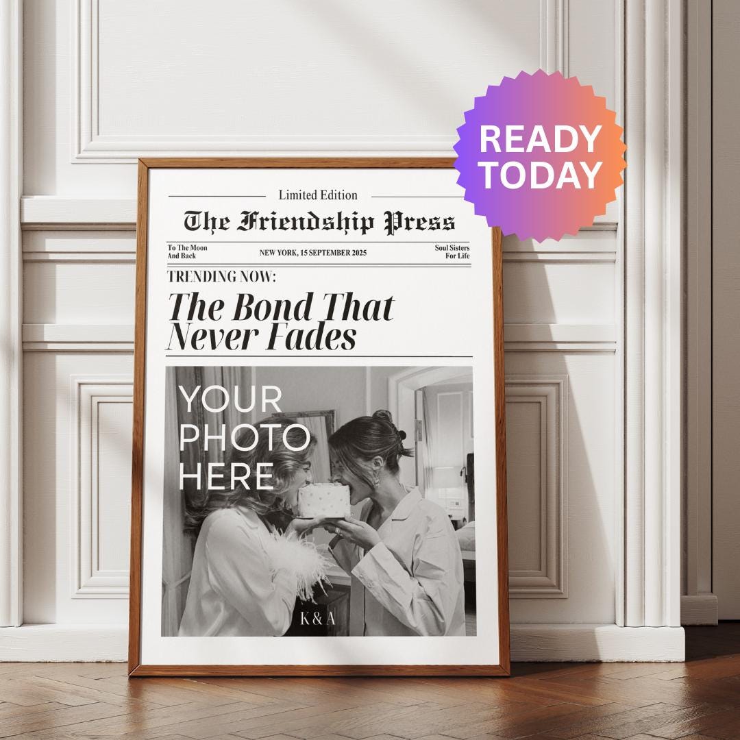 Personalized Friendship Newspaper Photo Print – Custom Friendship Gift ...